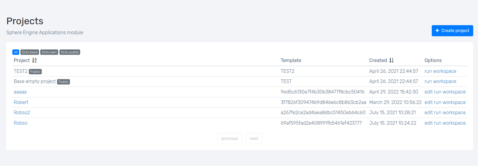 Containers - Handbook - Projects - Sphere Engine documentation